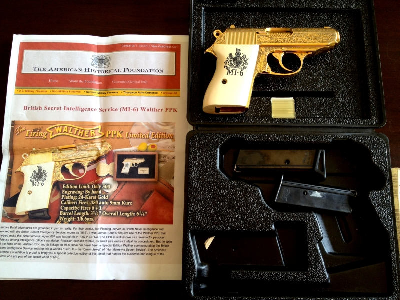 Walther, Carl Limited Edition 24k Gold Plated Mi-6 Walther Ppk For Sale ...
