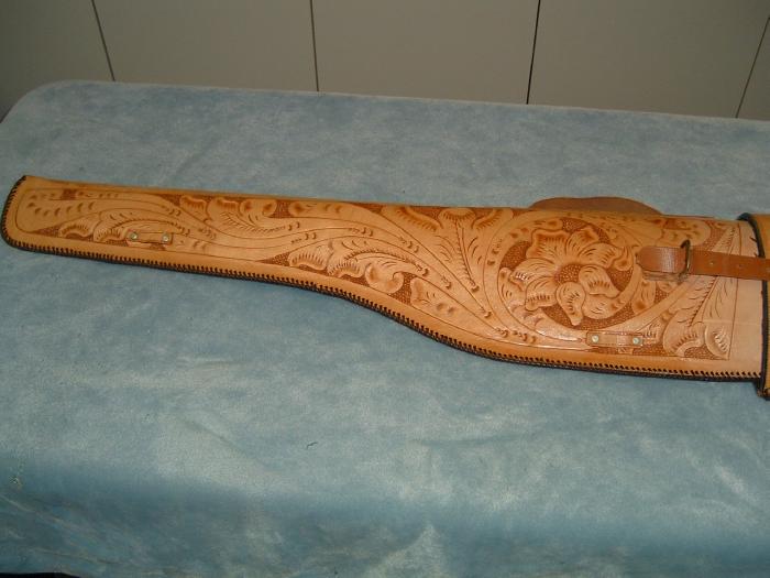Hand Tooled 2 Pc. Leather Rifle / Shotgun Case 48" For Sale at ...