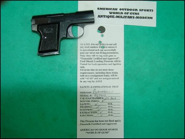 Bernardelli Vest Pocket .25 Acp Cal -Excellent - Free Shipping For Sale ...