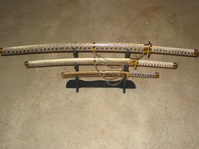 Samurai Sword 3 Pc. Set With Display Stand-Nib For Sale at GunAuction ...