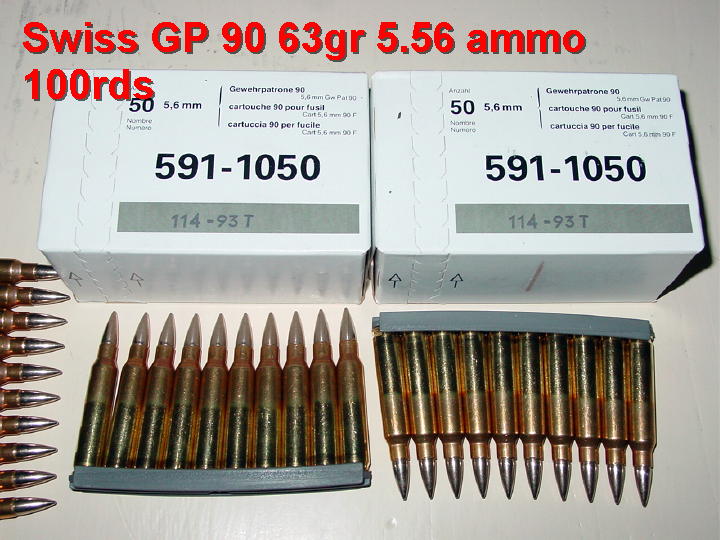 Swiss Gp 90 63gr 5.56mm .223 Ammo 100rds On Clips For Sale at ...
