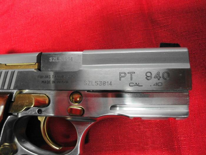 Taurus Pt940 Dlx 40 S&W - Ss. Gold Accents..Rsewd & Rubber Grips - W ...