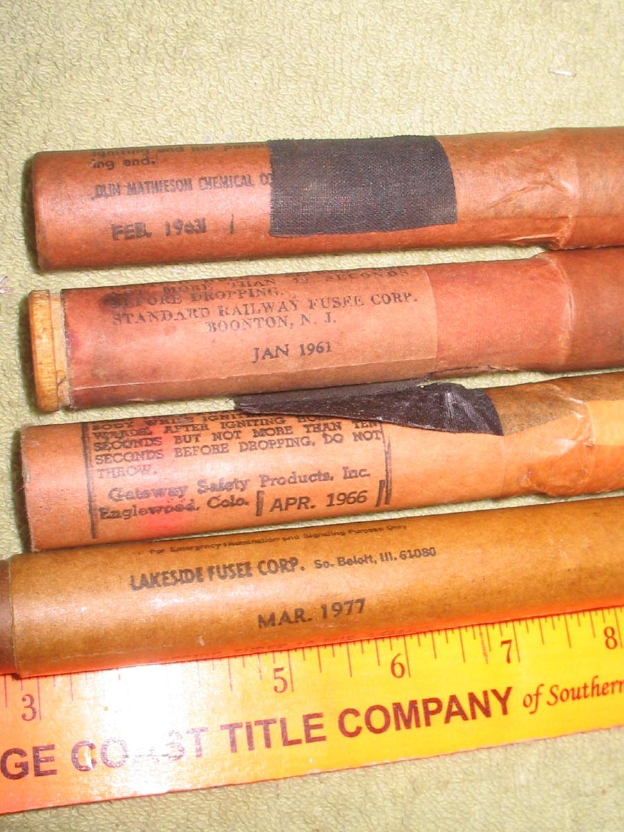 Old Railroad Flare Signal Flares Yellow & Red For Sale at GunAuction ...